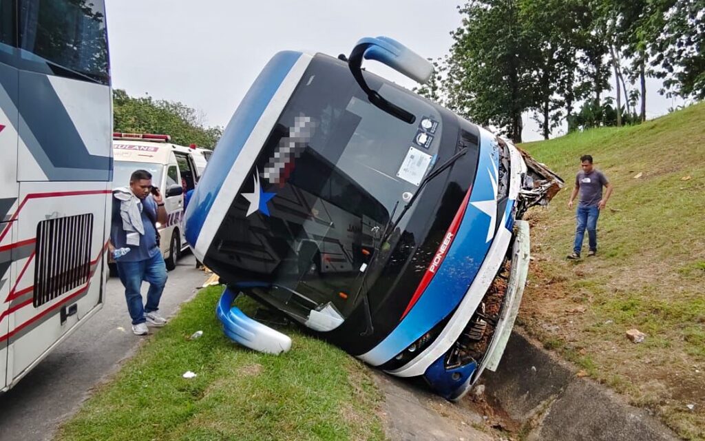 Express Bus Crashes Into Drain After Driver Dozed Off